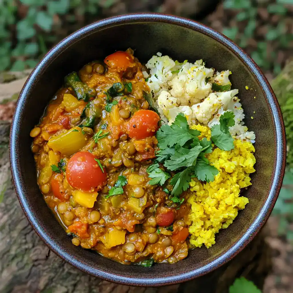 Lentil and Vegetable Curry with Turmeric Cauliflower Rice Recipe