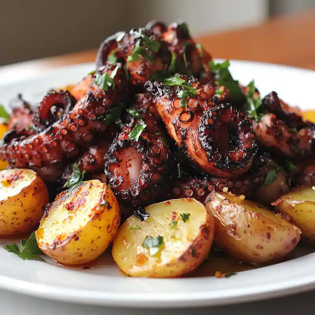 Charred Octopus with Patatas Bravas Recipe Recipe By Mia