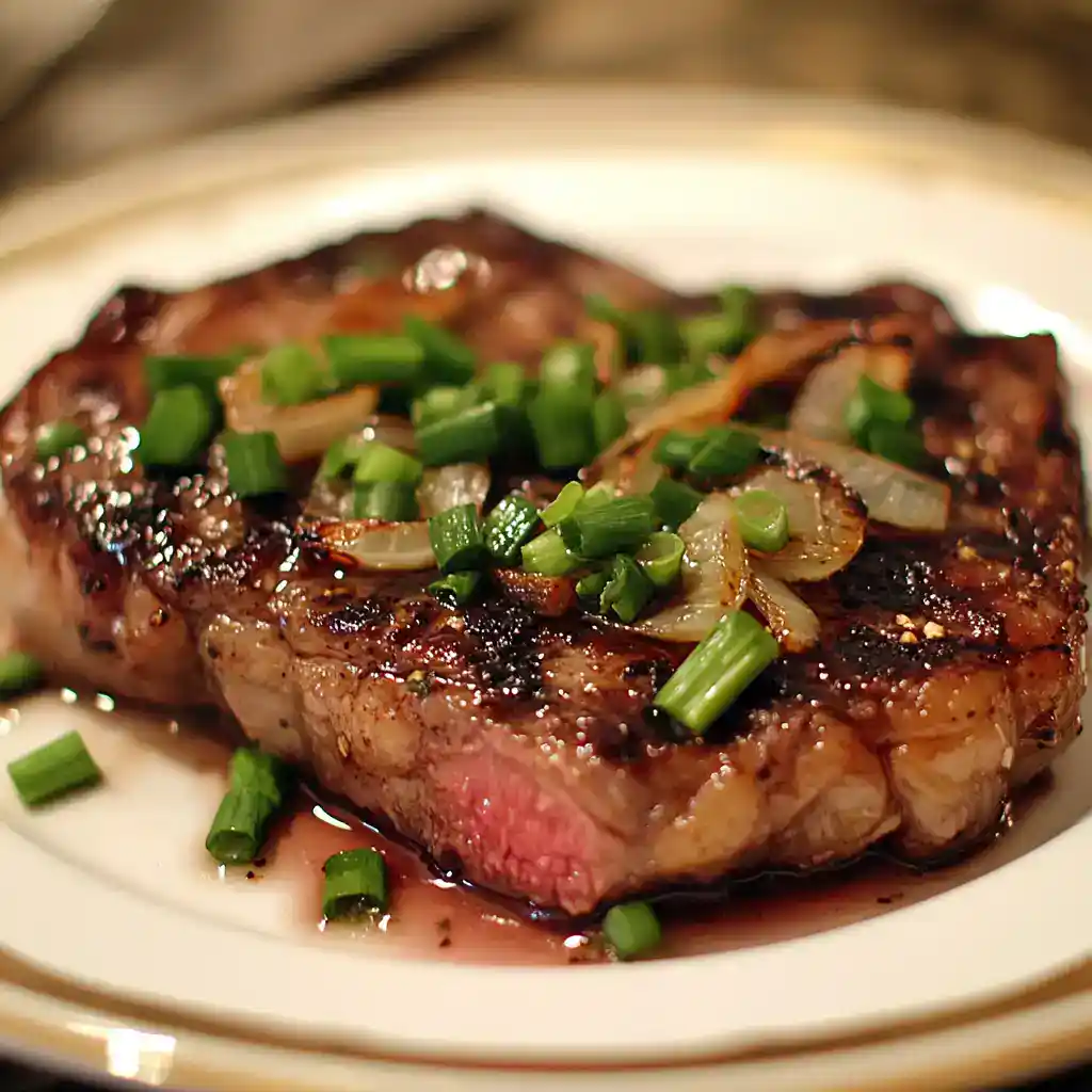 Butter-Basted Ribeye with Charred Spring Onions Recipe Recipe By Mia