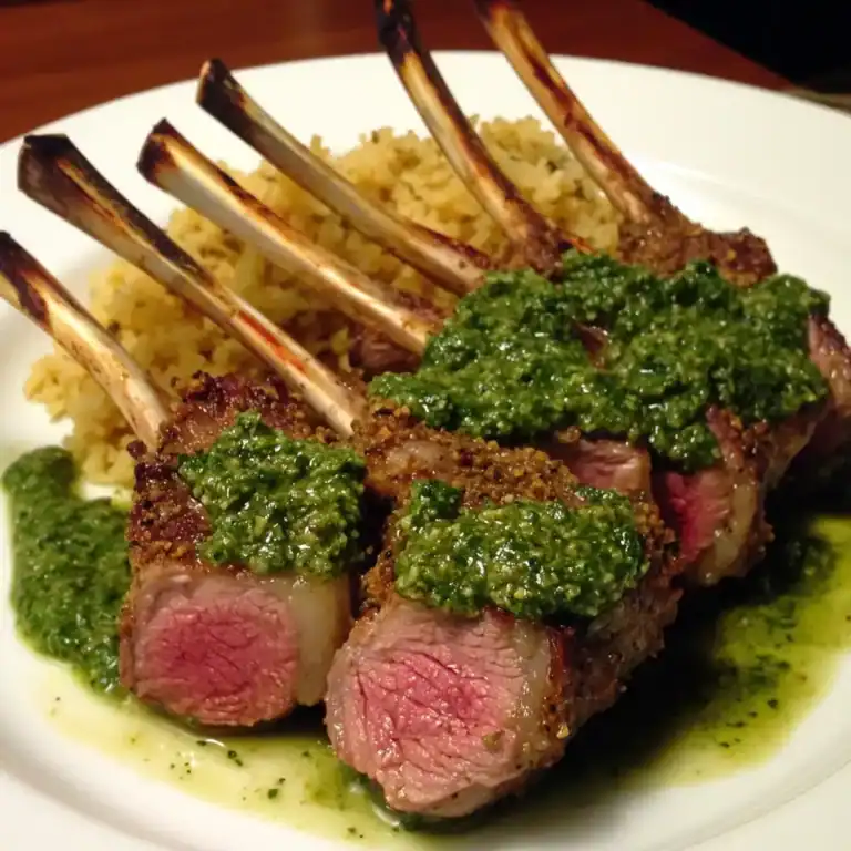 Herb-Crusted Rack of Lamb with Mint Pesto Recipe | Meal Mia