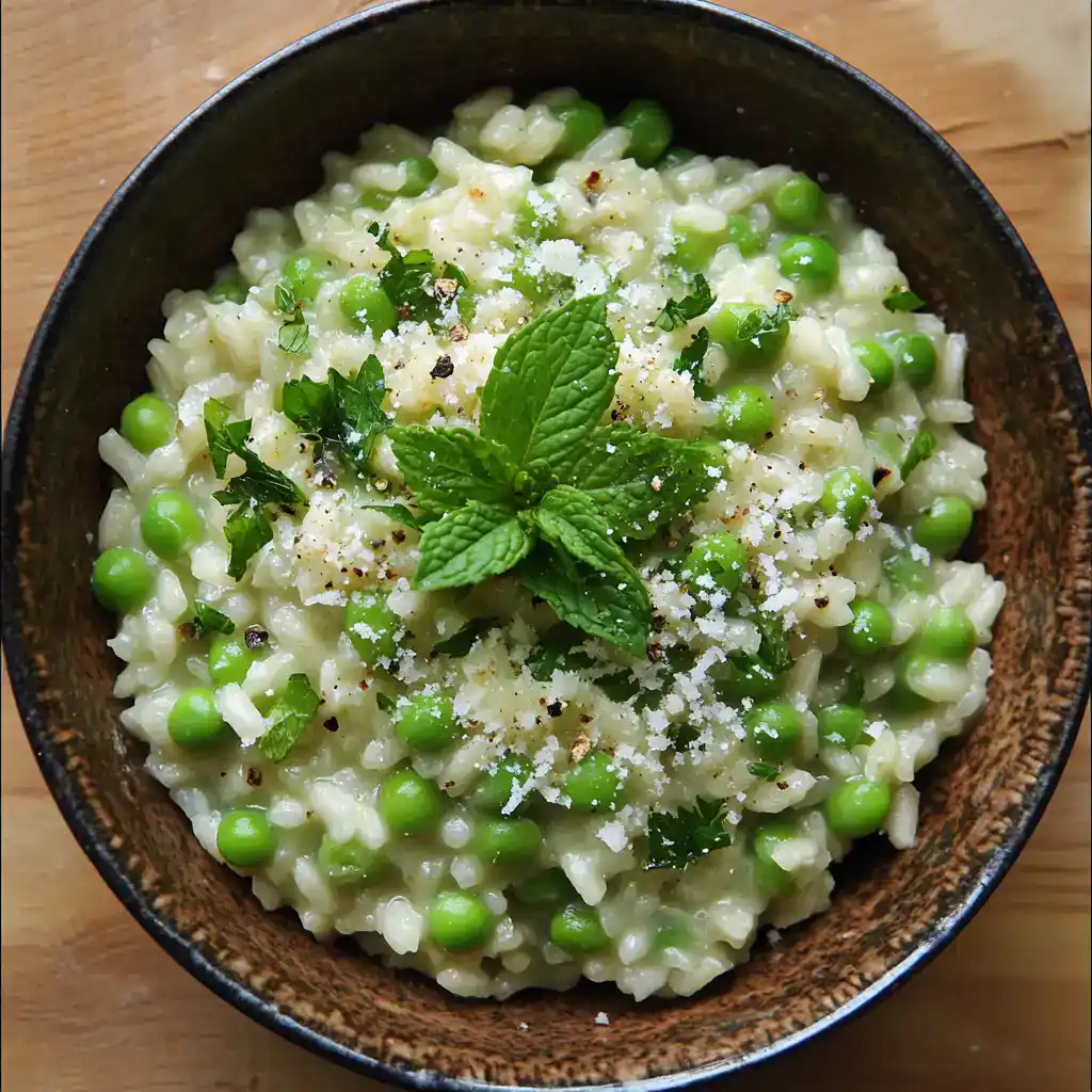 Spring Pea Risotto with Mint and Parmesan Recipe | Meal Mia