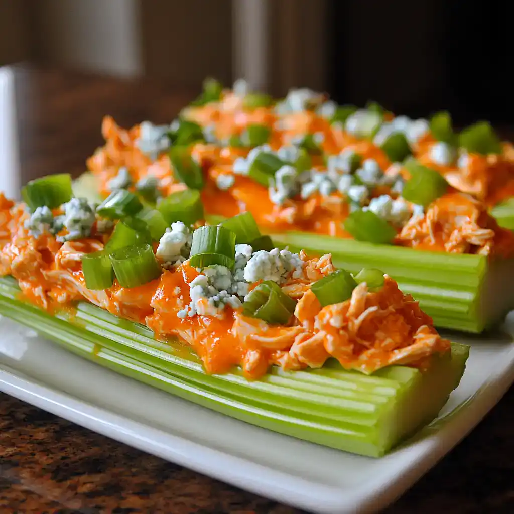 Buffalo Chicken Celery Boats Recipe - Healthy Low Carb